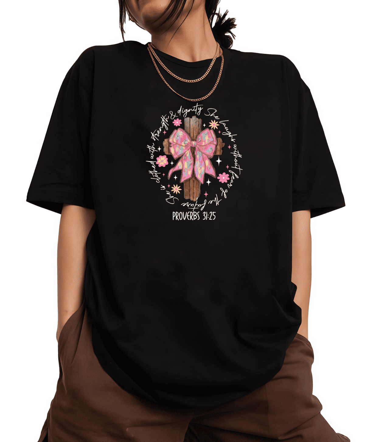 Black Print Tshirt Graphic Tees Loose Shirts Sparkly Iridescent Bow ...