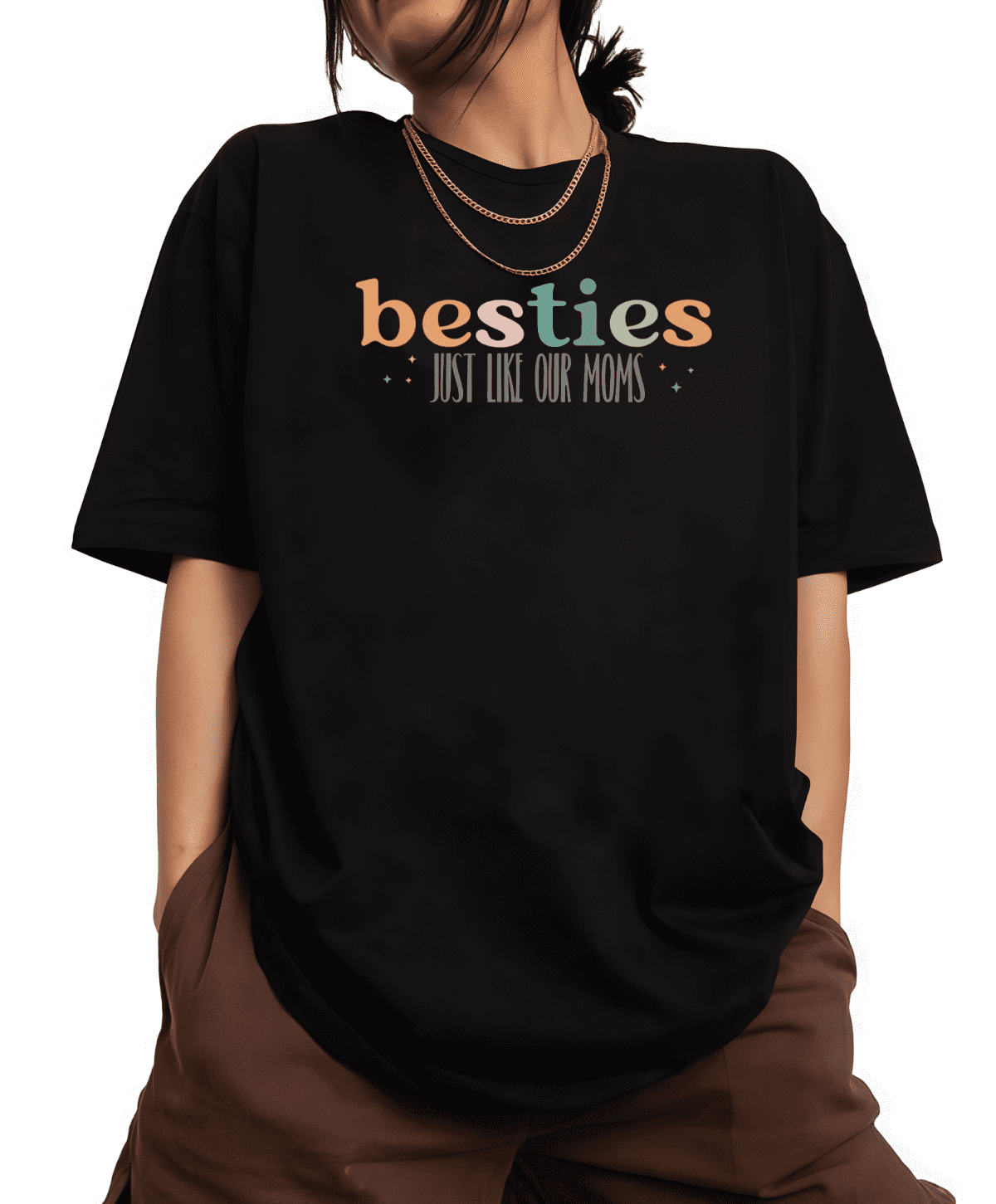 Black Print Tshirt Graphic Tees Shirts Besties Just Like Our Moms ...
