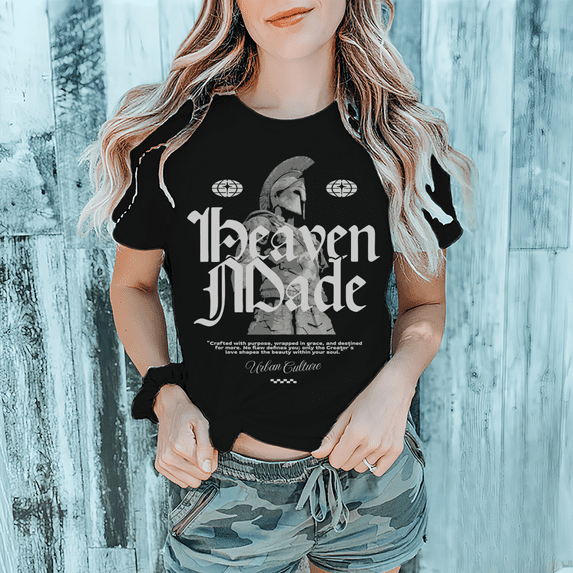 Black Print Tshirt Graphic Tees Shirts Christian Heaven Made Faith ...
