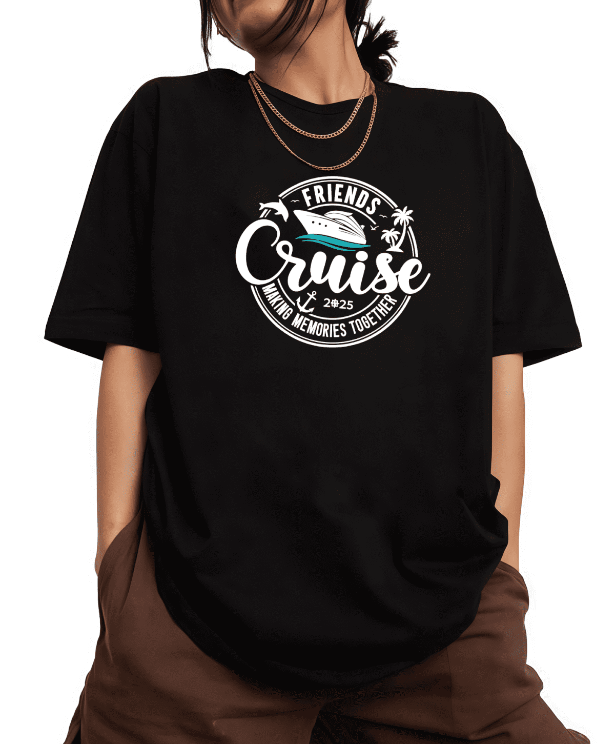 Black Print Tshirt Graphic Tees Shirts Friends Cruise Making Memories ...