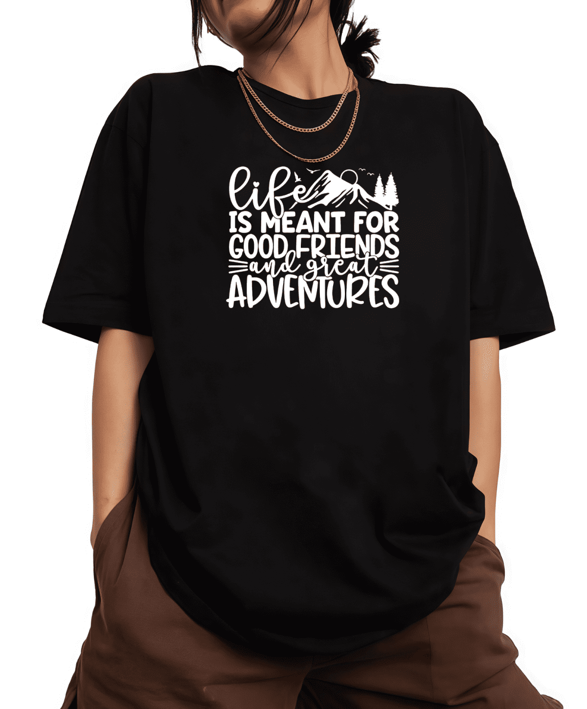 Black Print Tshirt Graphic Tees Shirts Life Is Meant For Good Friends ...