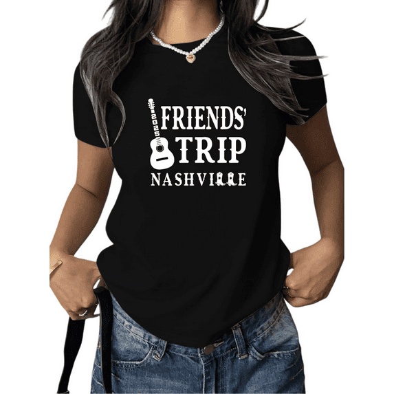 Black Print Tshirt Graphic Tees Shirts S-5XL Friends Trip Nashville ...