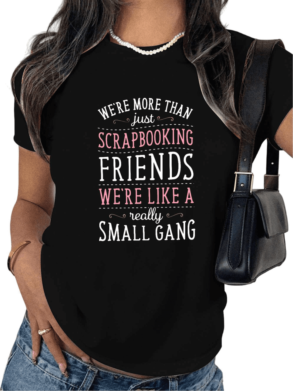 Black Print Tshirt Graphic Tees Shirts Scrapbooking Friend Gang S-5XL ...