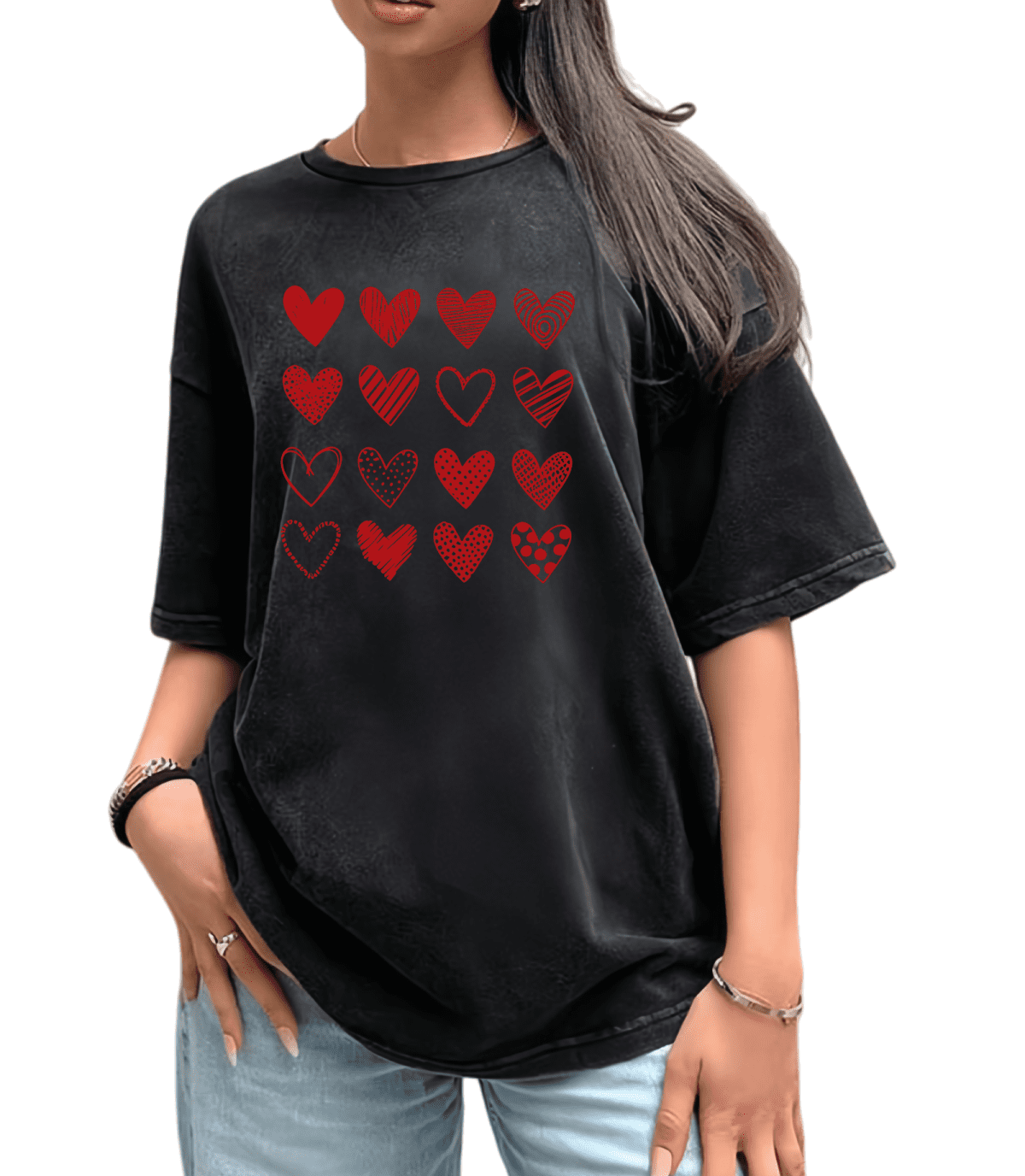 Black Print Tshirt Graphic Tees Shirts Washed Multilingual Love Beloved ...