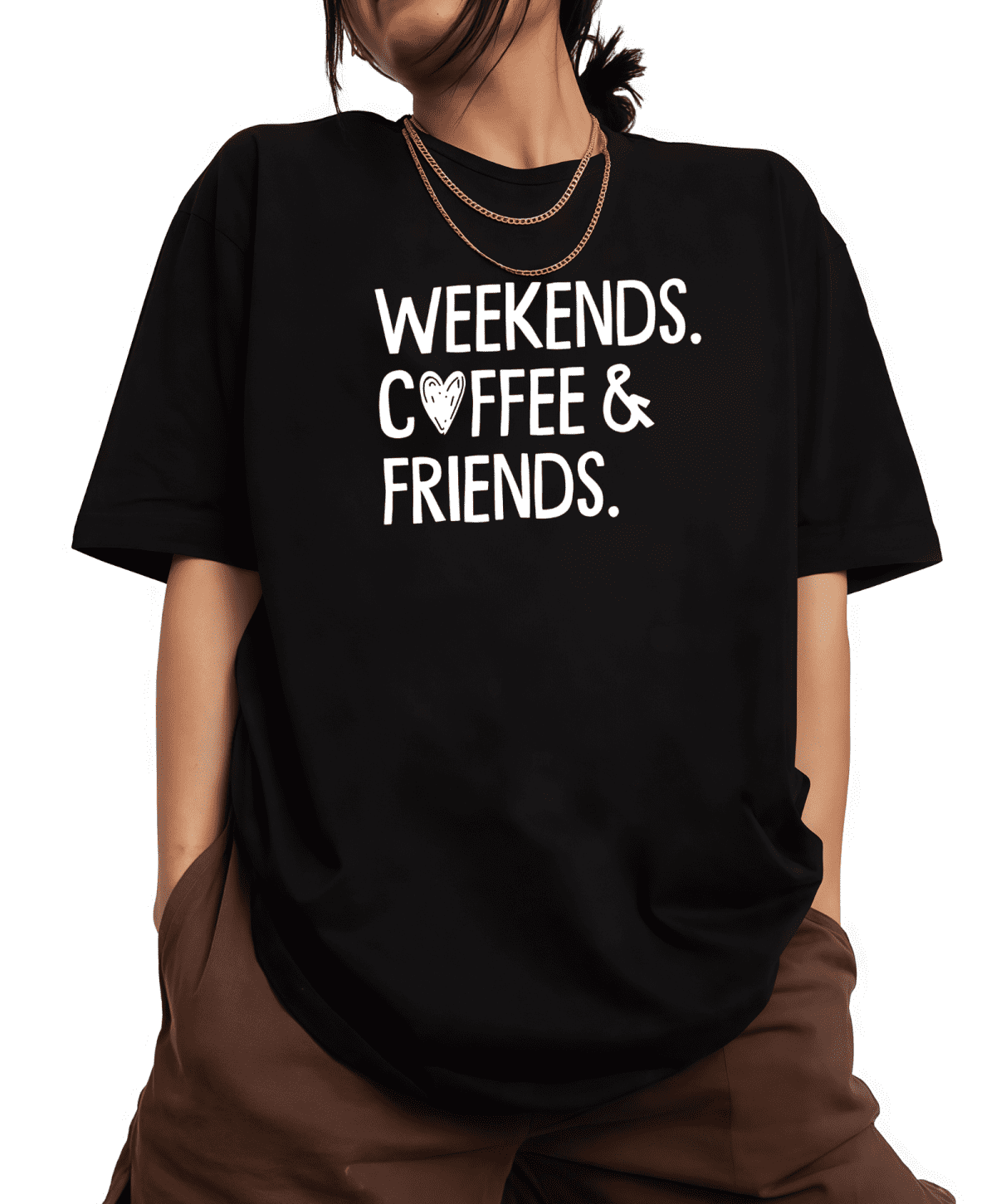 Black Print Tshirt Graphic Tees Shirts Weekends Coffee & Friends Slogan ...
