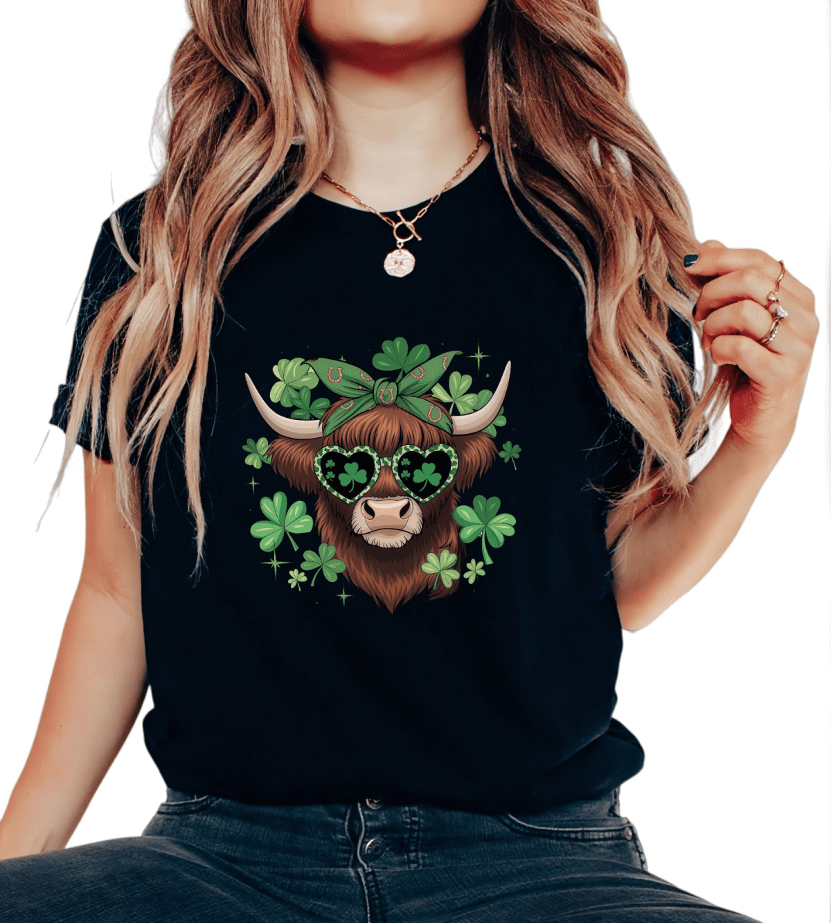 Black Print Tshirt Graphic Tees Shirts with St Patricks Day Highland ...