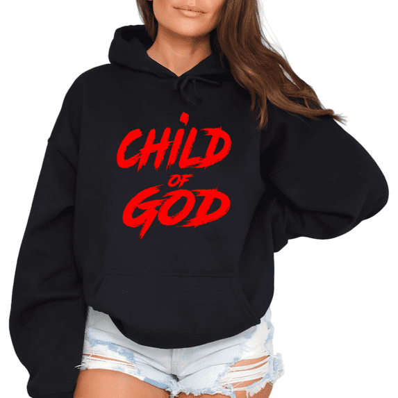 Black Print hoodie Graphic Sweatshirt S-2XL Child Of God Relaxed ...