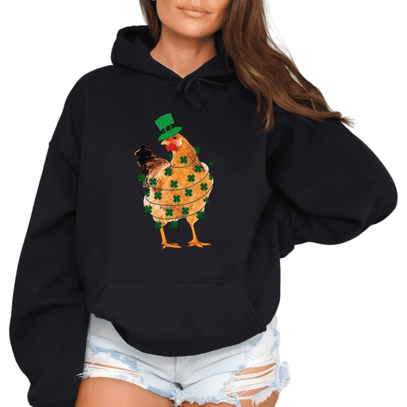 Black Print hoodie Graphic Sweatshirt S-2XL Green Clover Wrapped ...