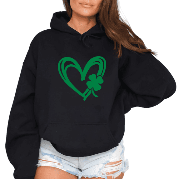 Black Print hoodie Graphic Sweatshirt Womens S-2XL Cozy Swirl Heart ...