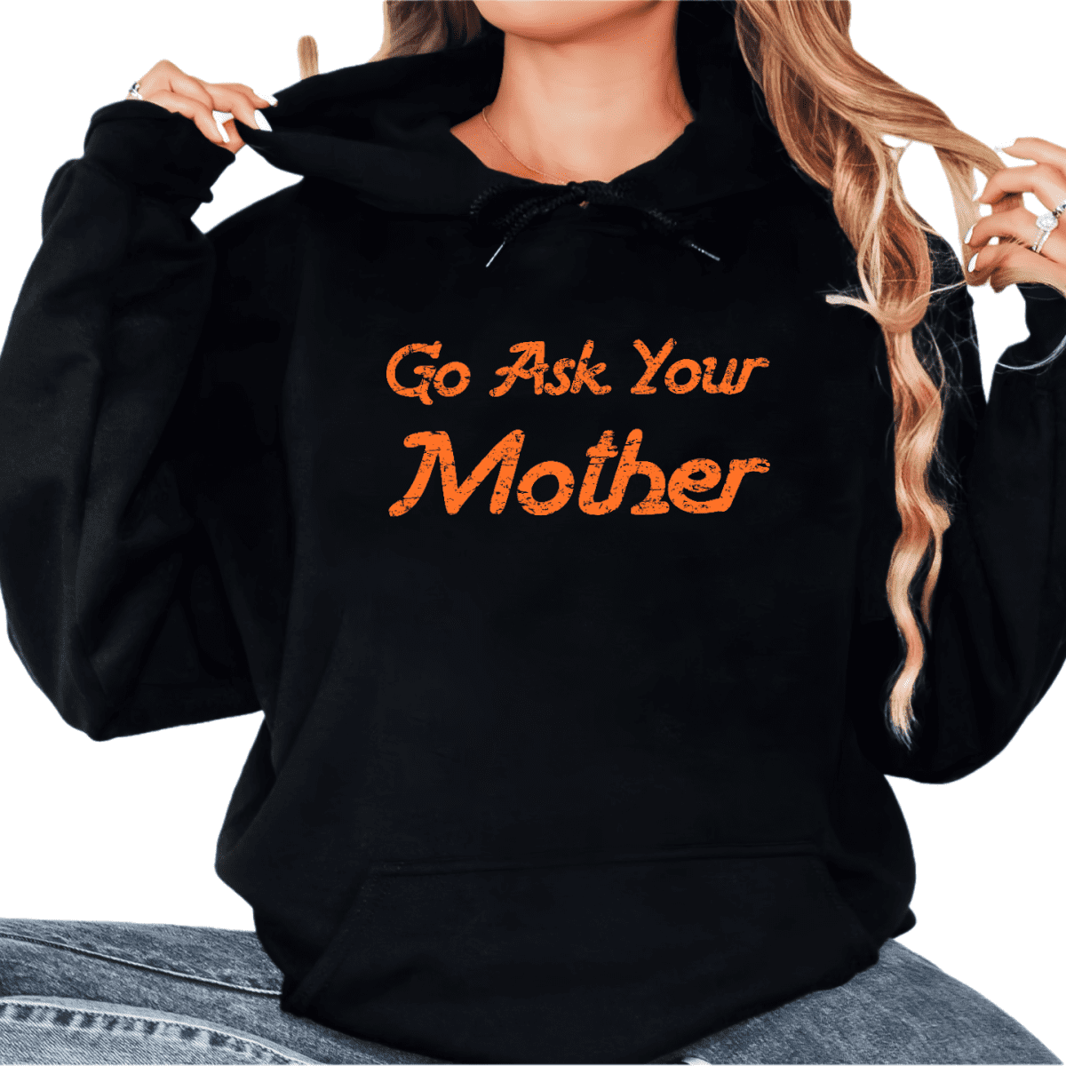 Black Print hoodie Sweatshirt Graphic Sweatshirt Loose Orange Print Go ...