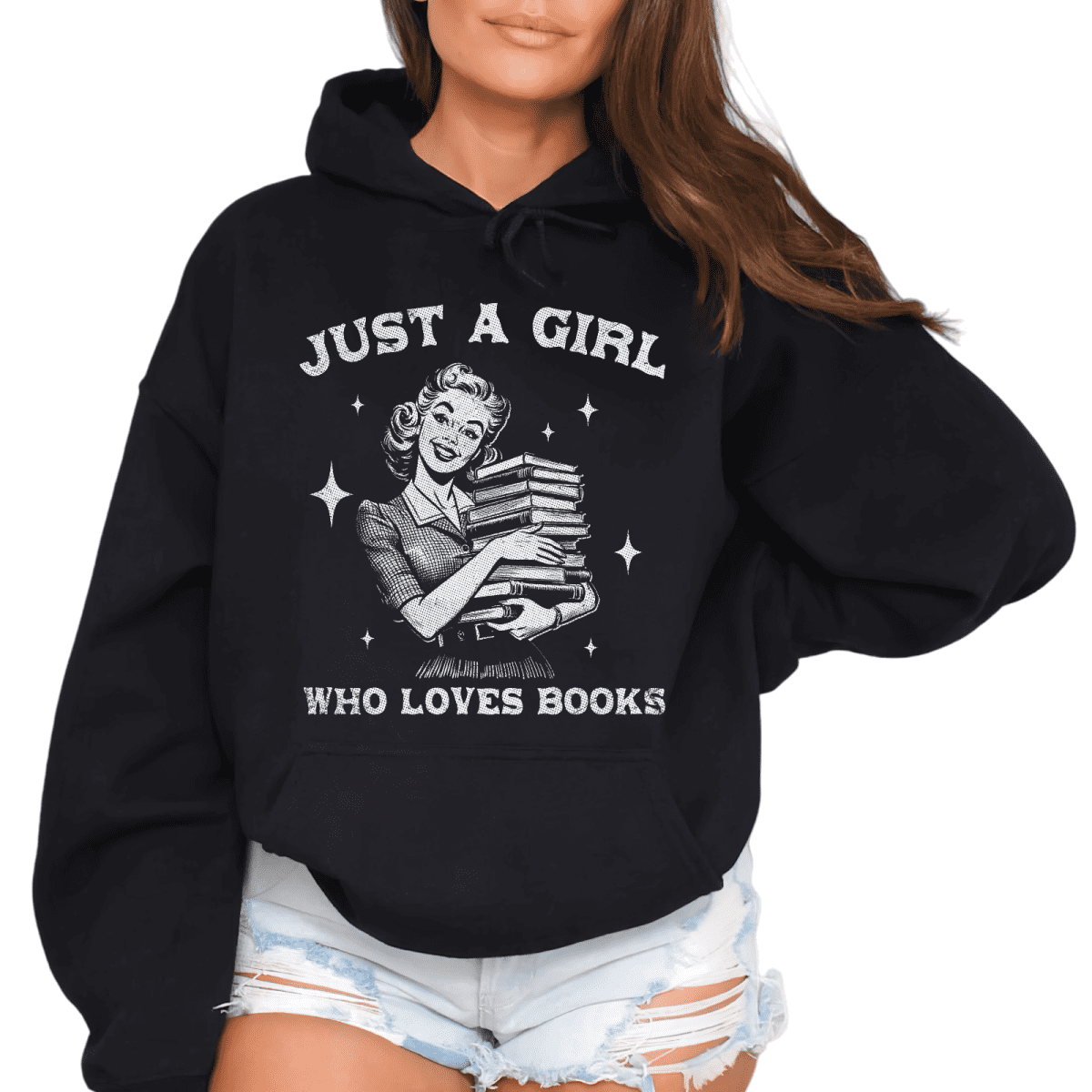 Black Print hoodie Sweatshirt Graphic Sweatshirt Retro Just A Girl Who ...