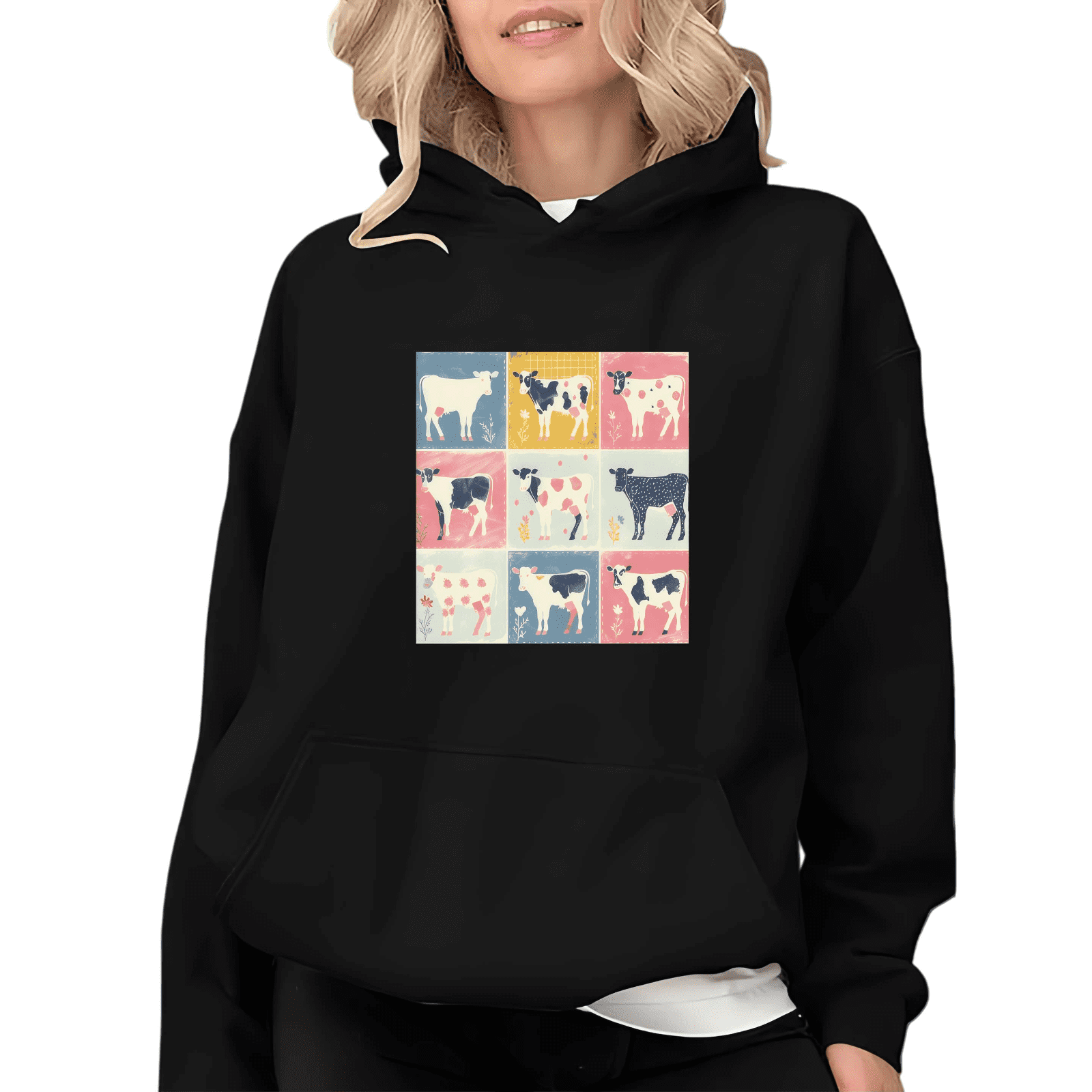 Black Print hoodie Sweatshirt Graphic Sweatshirt Shirts with Colorful ...