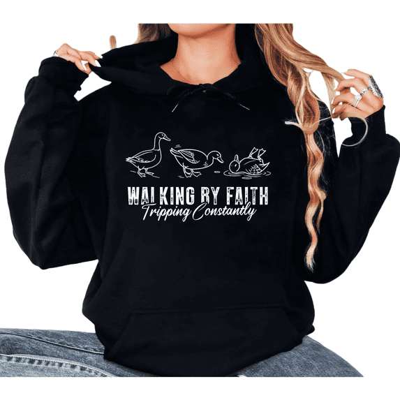 Black Print hoodie Sweatshirt Graphic Sweatshirt Walking By Faith ...