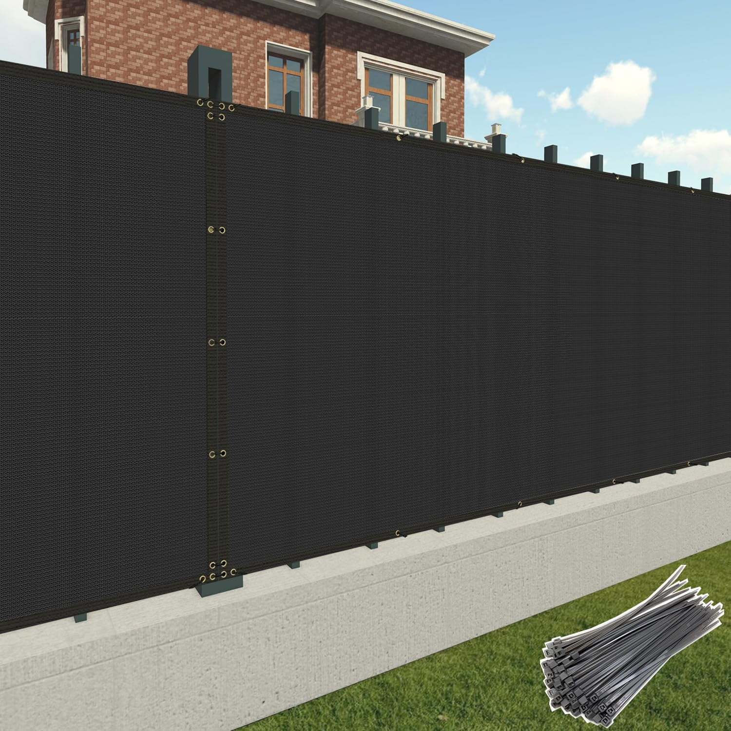 Black Privacy Fence Screen 4ft x 34ft, Heavy Duty Mesh Cover with ...