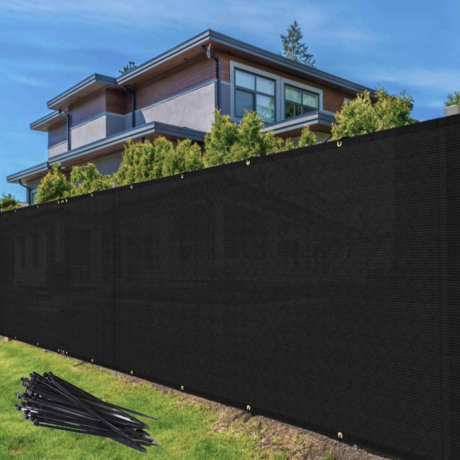 Black Privacy Fence Screen 6' X 25' for Garden Patio Heavy Duty ...