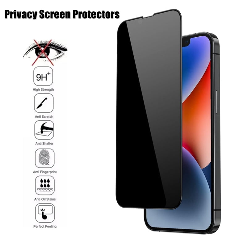 Black Privacy Screen Protector For iPhone 12 13 14 15 Pro XS MAX XR ...