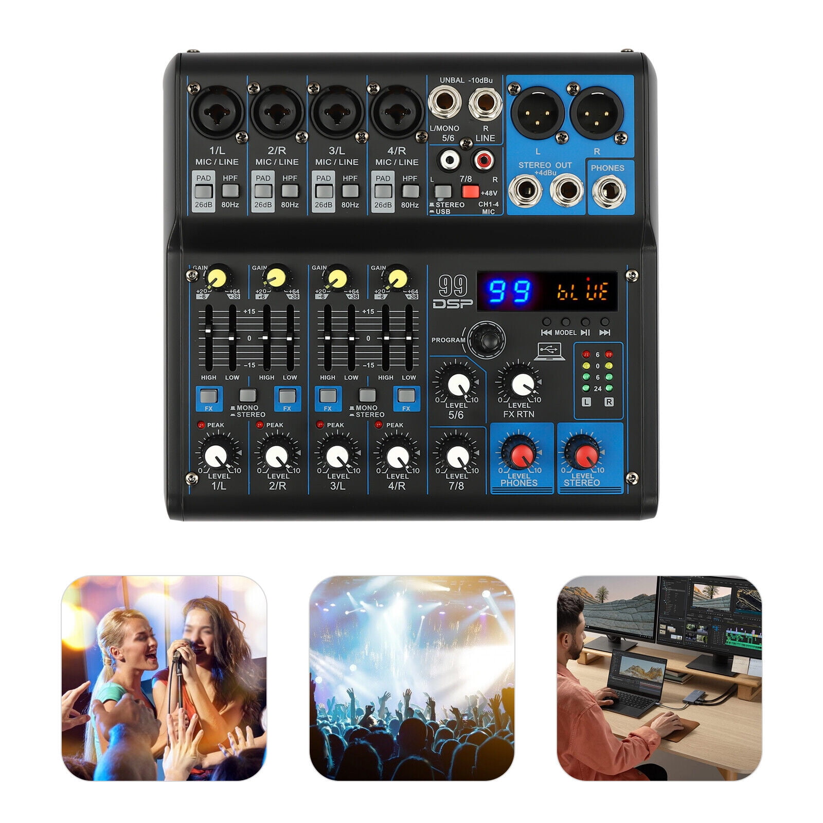 Black Professional Mixer, 8-channel Sound Mixer, Professional Audio ...