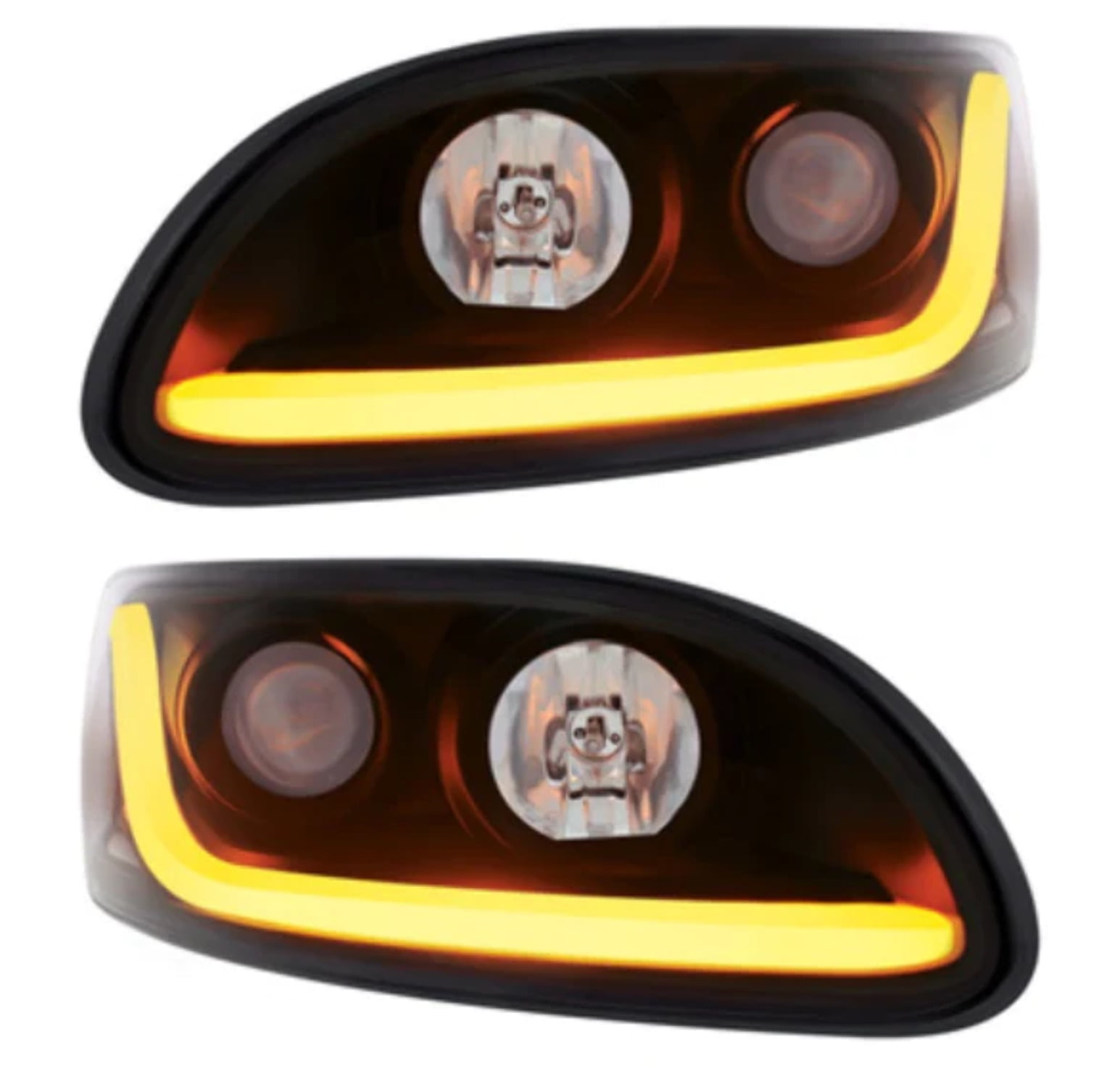 Black Projection Headlight W/LED Dual Function Light Bar For PB 386 ...