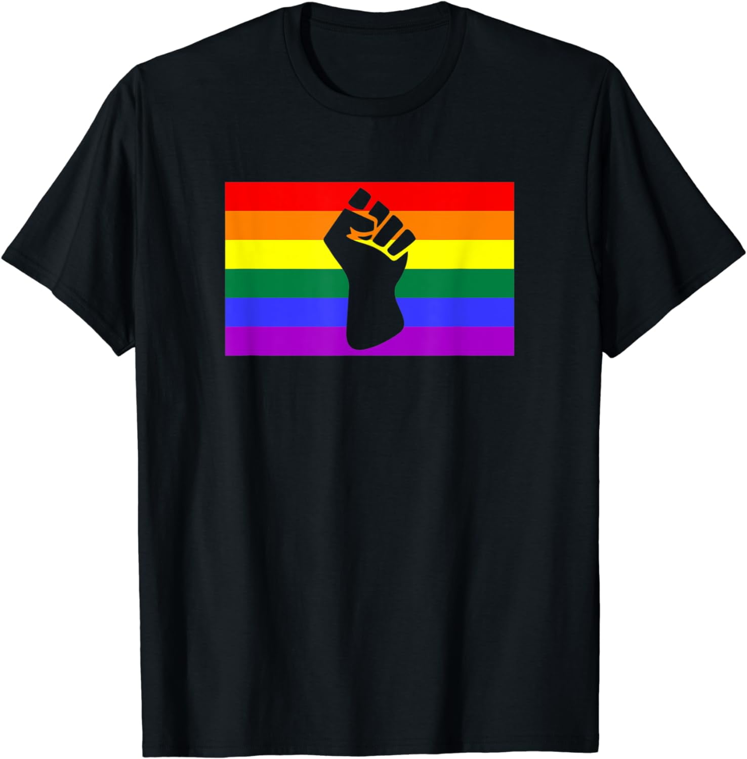 Black Protest Fist LGBTQ Gay Pride Flag BLM Unity Equality T-Shirt ...