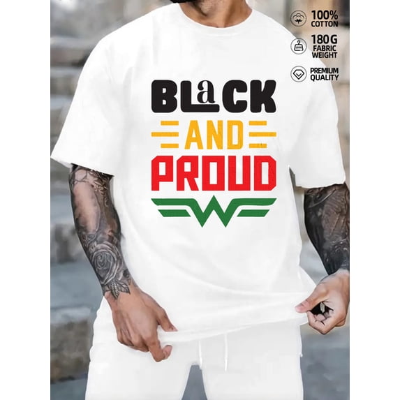 Black and Proud Tee men Black History Month white 180G 100% Cotton ...
