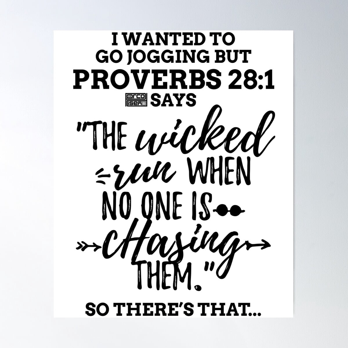 Black Proverbs 28:1 I Wanted To Go Jogging But Lazy Poster Wall Art ...