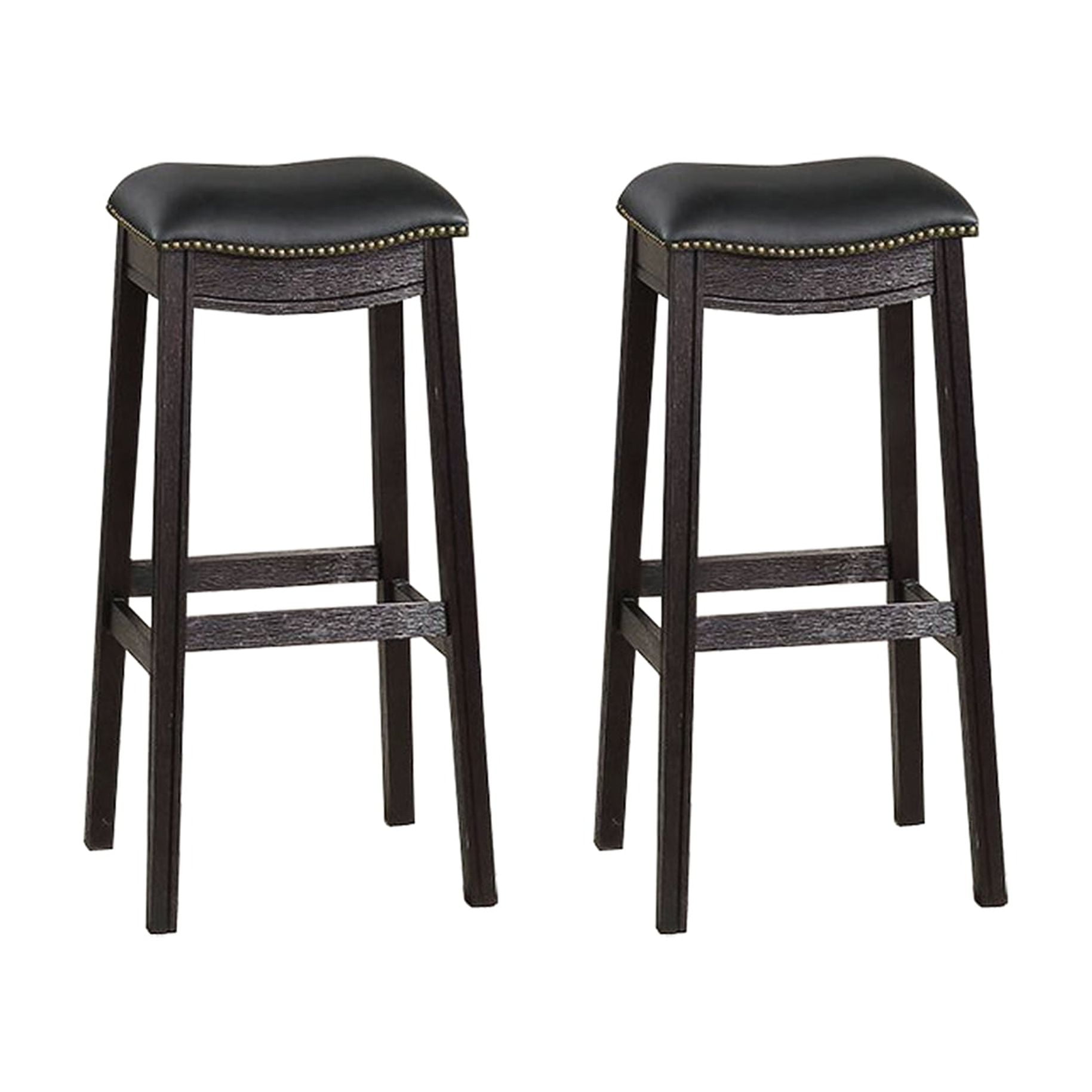 Black Pu Upholstered Bar Stools (2) - Fixed Footrests & Enchanting ...