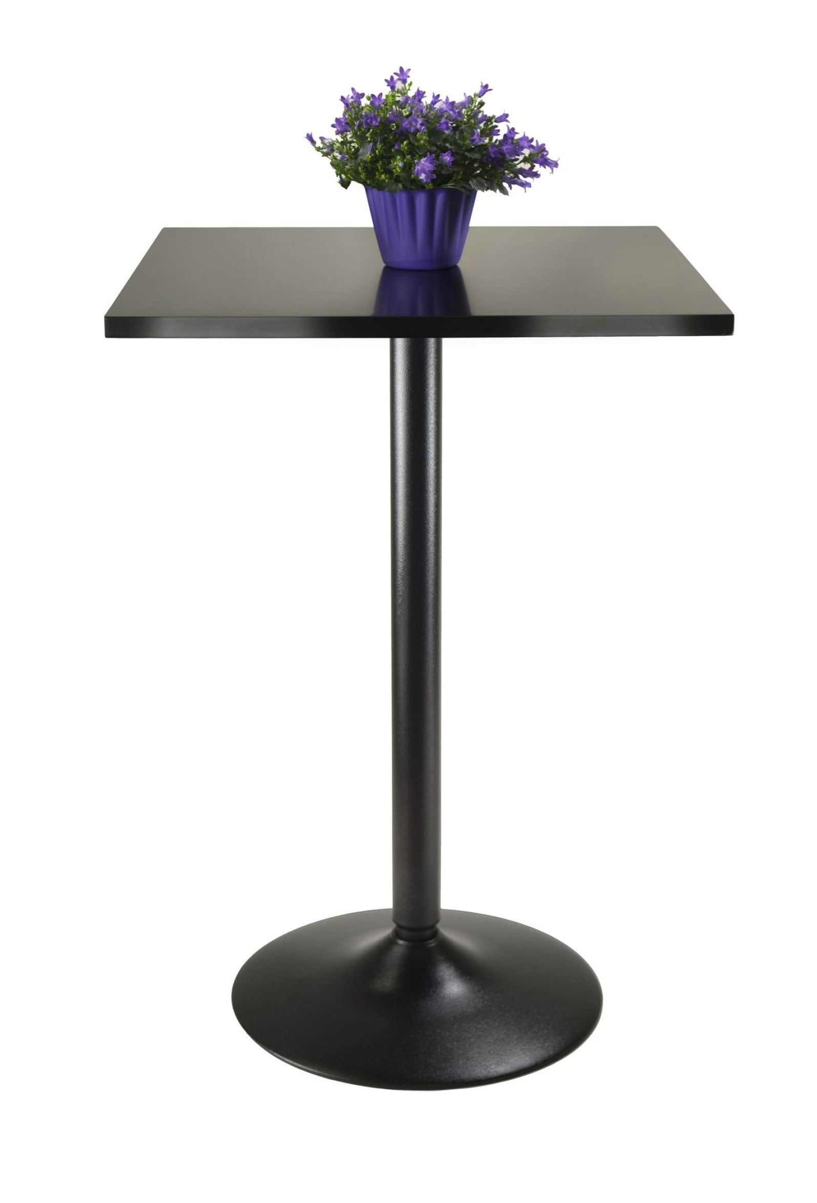 Black Pub Table - Square Counter Height Table - 24x24 MDF Top with ...