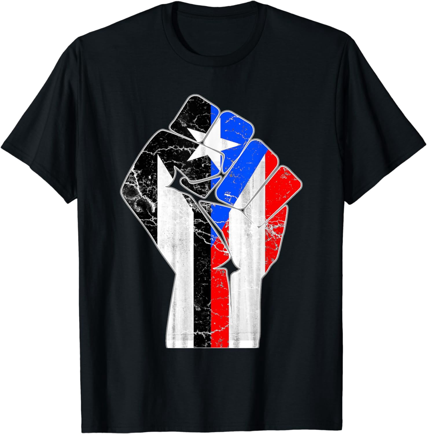 Black Puerto Rico Flag Fist with Boricua Flag Resiste Taino Cotton T ...