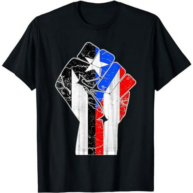 Black Puerto Rico Flag Fist with Boricua Flag Resiste Taino T-Shirt ...