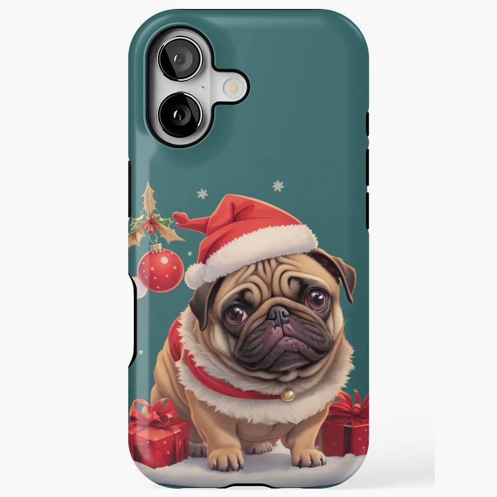 Black Pug Christmas Cute Dog Festive Portrait with iPhone 17 through 11 ...