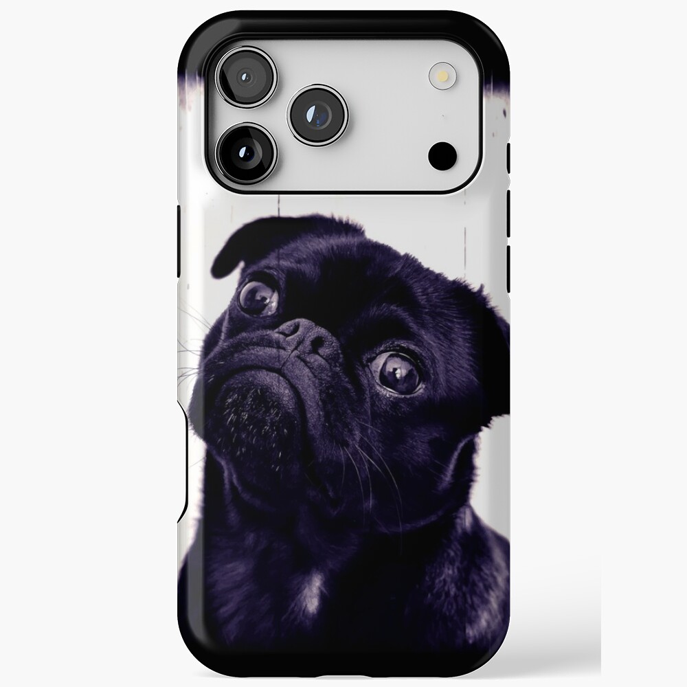 Black Pug Dog Portrait Cute Animal Phone Cover for iPhone 11 12 13 14 ...