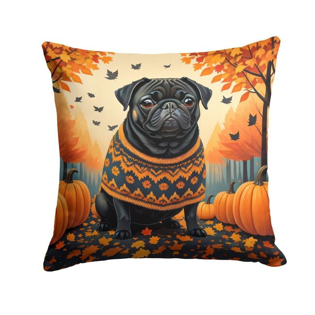 Black Pug Fall Fabric Decorative Pillow 18 in x 18 in - Walmart.com