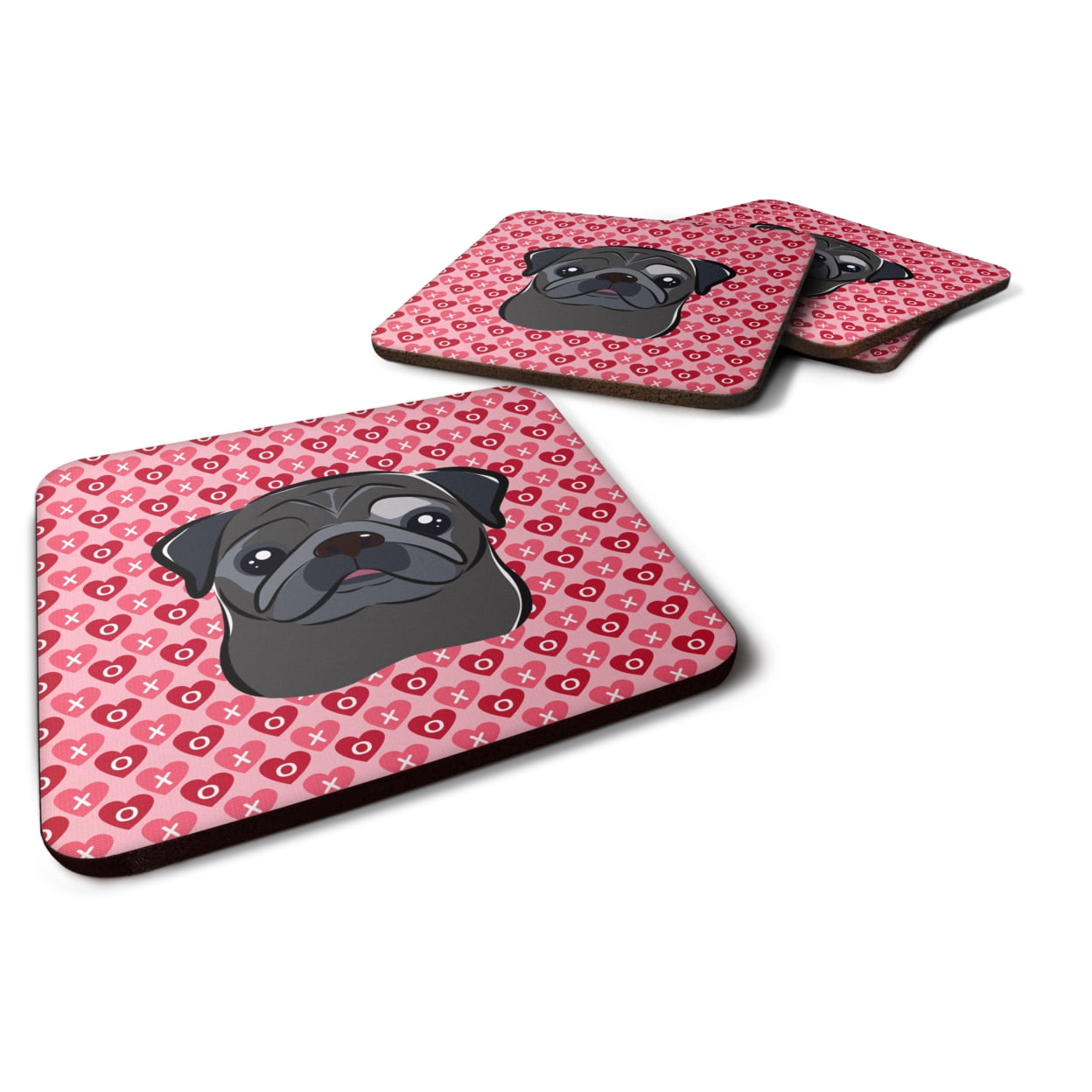 Black Pug Foam Coaster Set Of 4