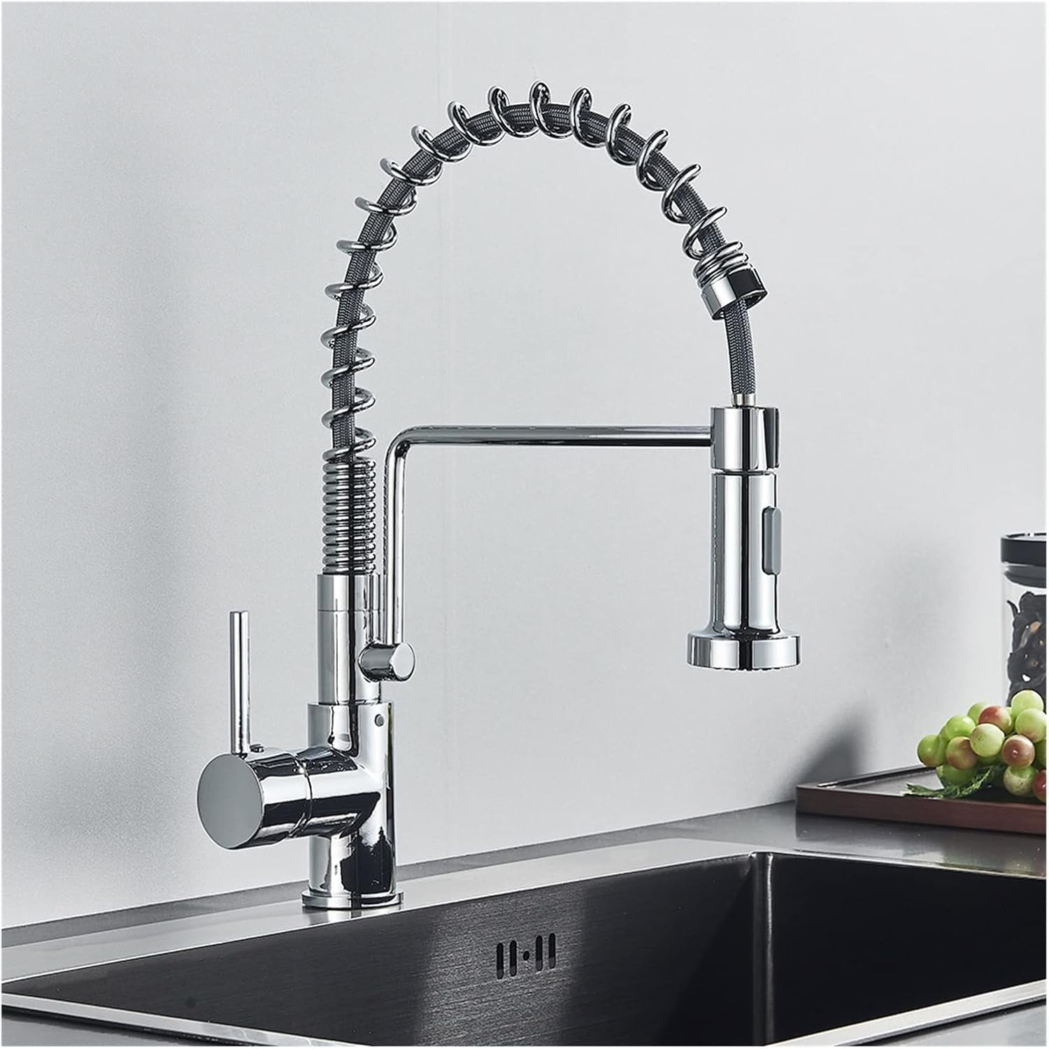 Black Pull Out Kitchen Sink Faucet Deck Mounted Stream Sprayer Kitchen ...