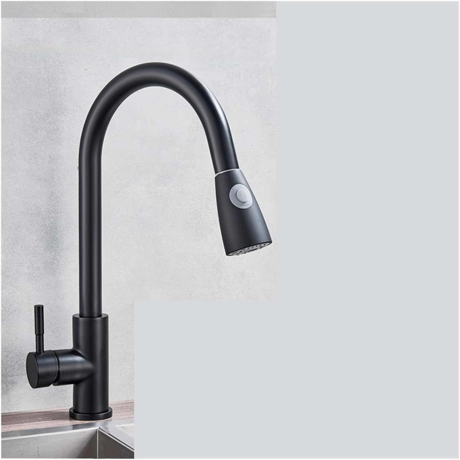 Black Pull Out Kitchen Sink Faucet Deck Mounted Stream Sprayer Kitchen ...