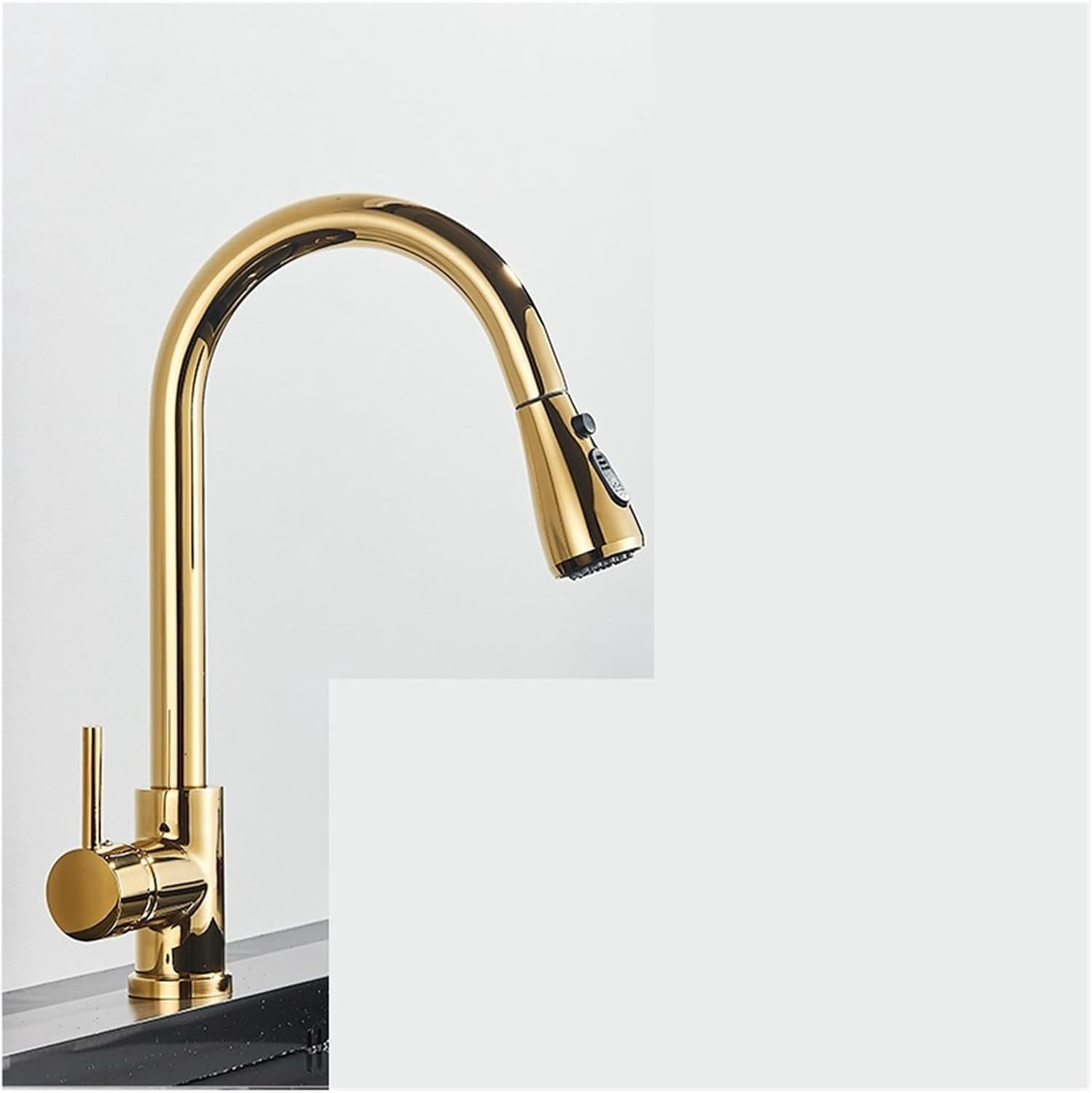 Black Pull Out Kitchen Sink Faucet Deck Mounted Stream Sprayer Kitchen ...