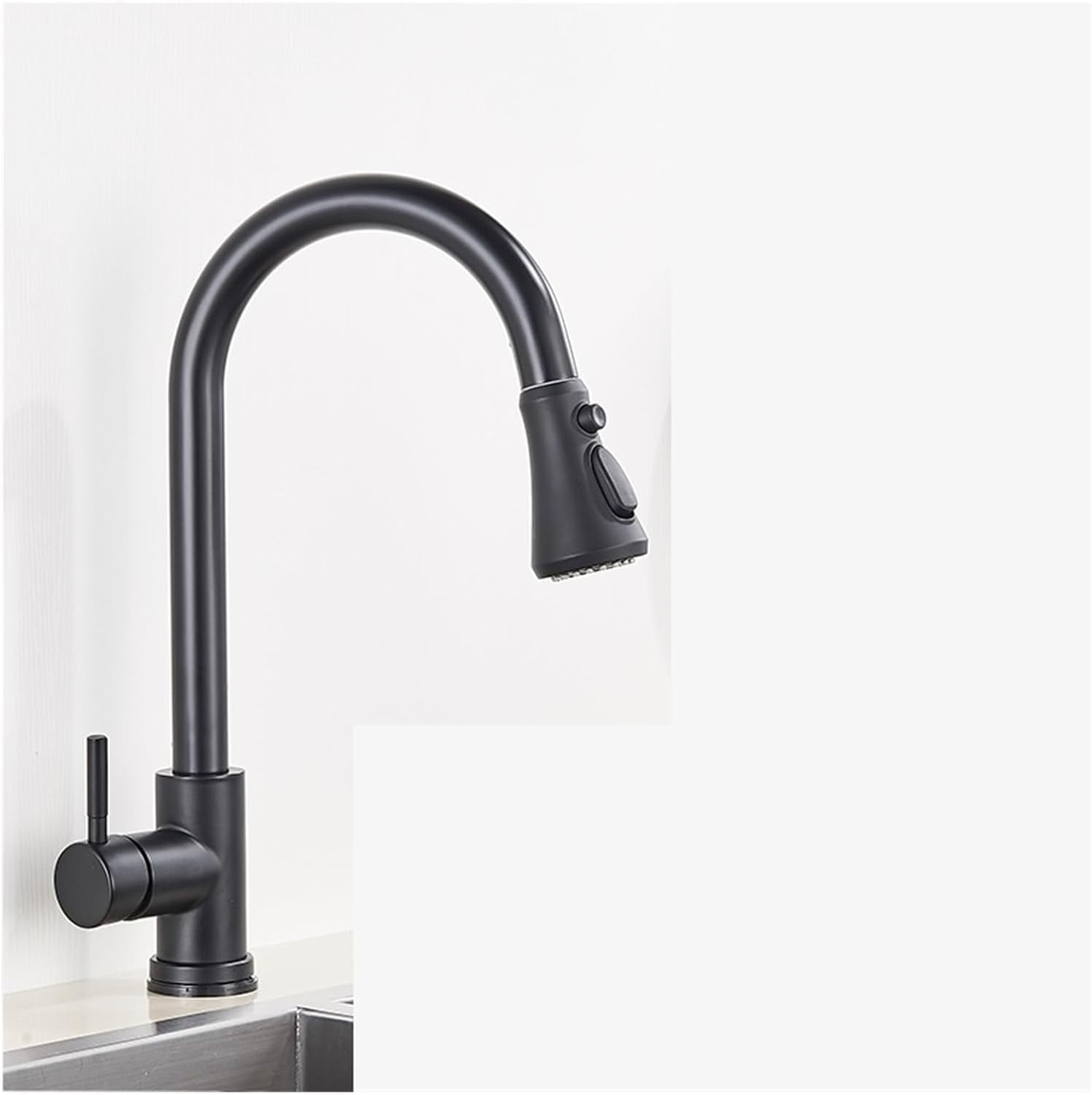 Black Pull Out Kitchen Sink Faucet Deck Mounted Stream Sprayer Kitchen ...