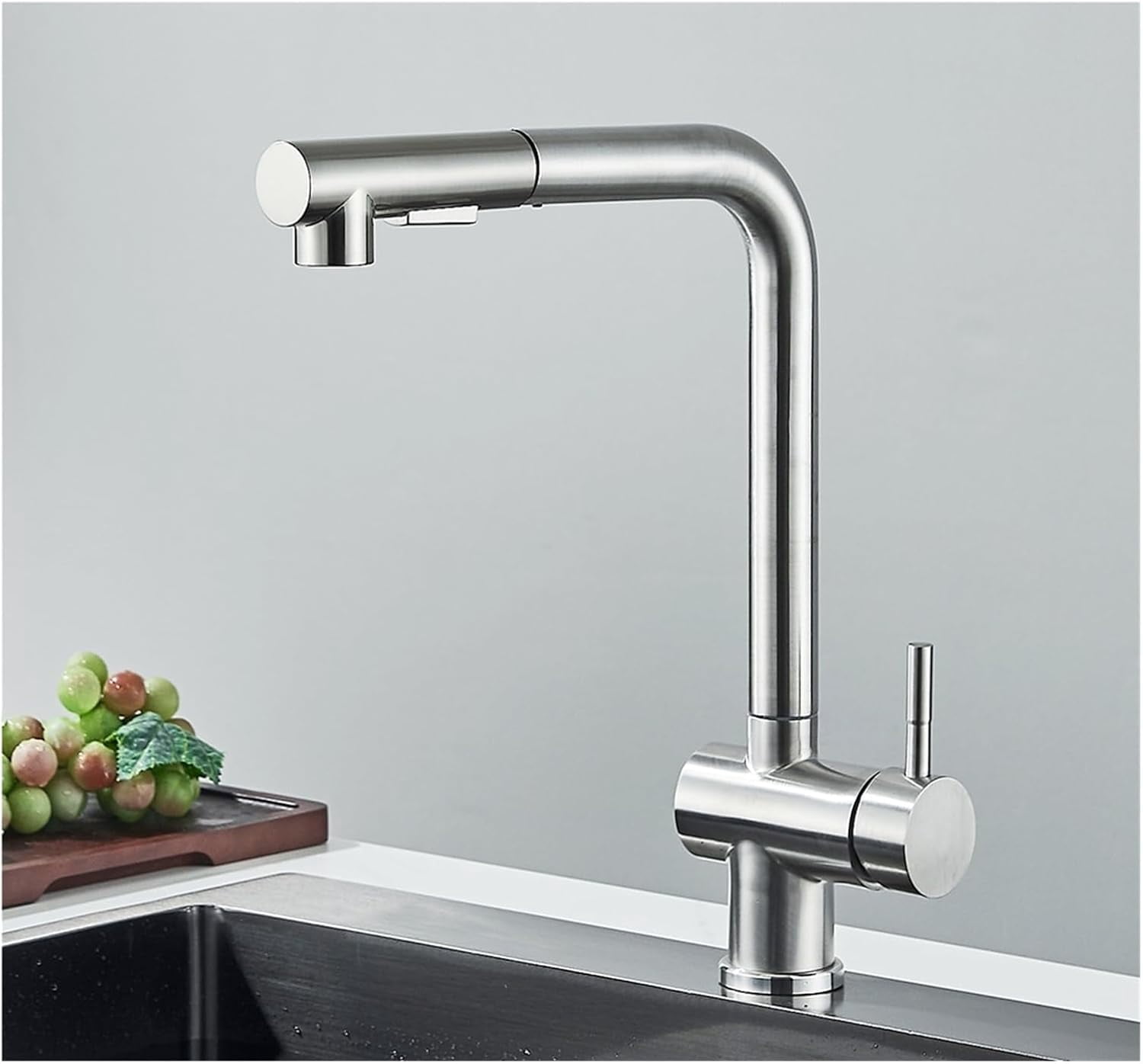 Black Pull Out Kitchen Sink Faucet High Pressure Two Model Stream ...