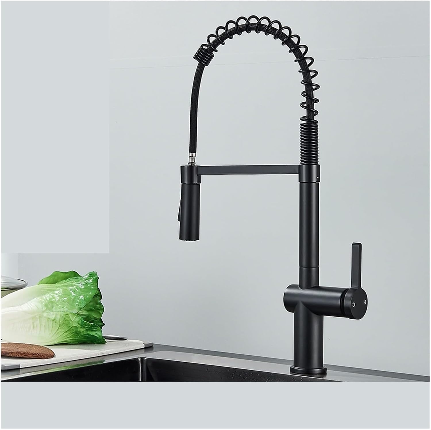Black Pull Out Kitchen Sink Faucet Two Model Stream Sprayer Nozzle ...