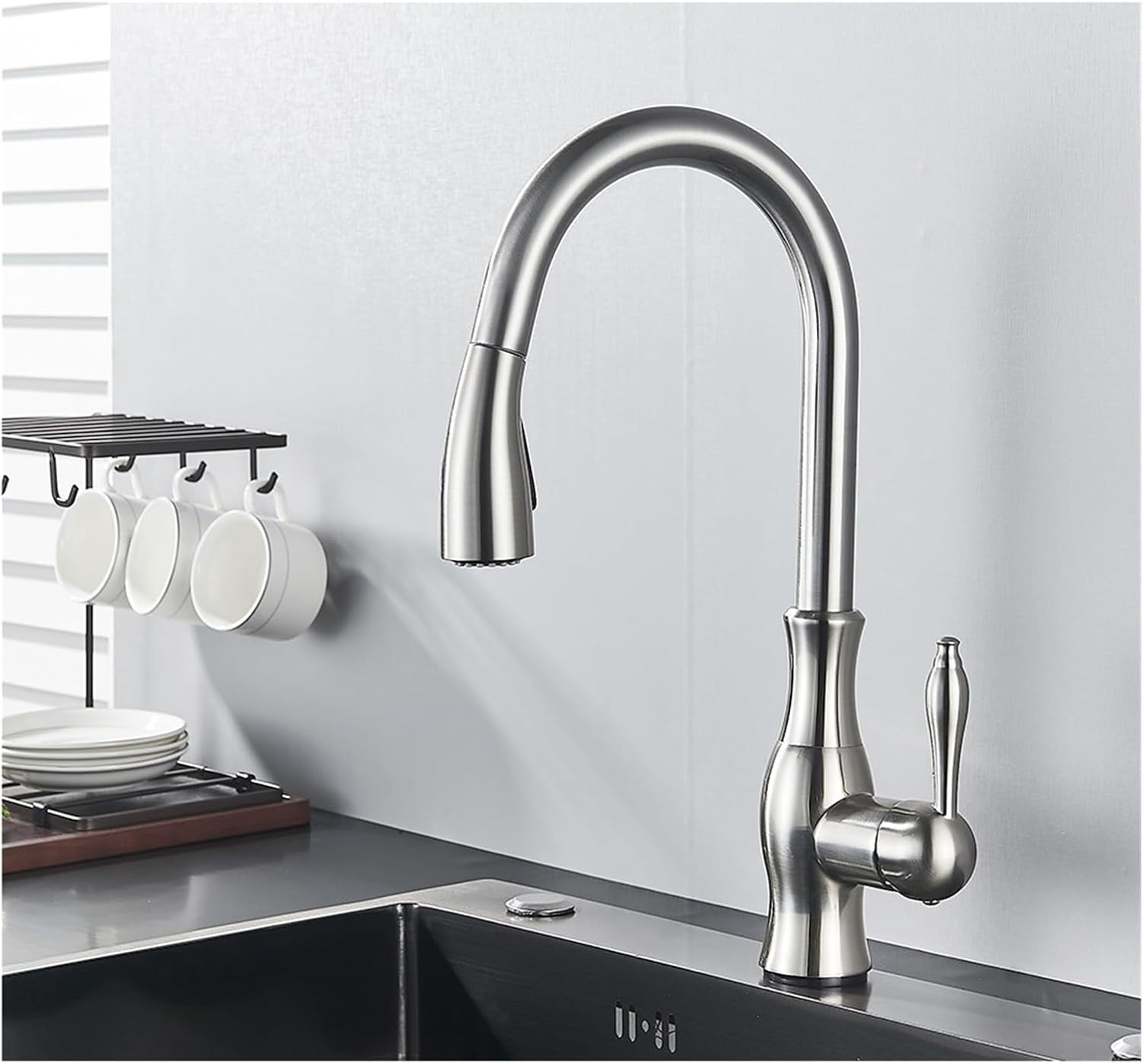 Black Pull Out Sensor Kitchen Faucet Sensitive Touch Control Faucet ...