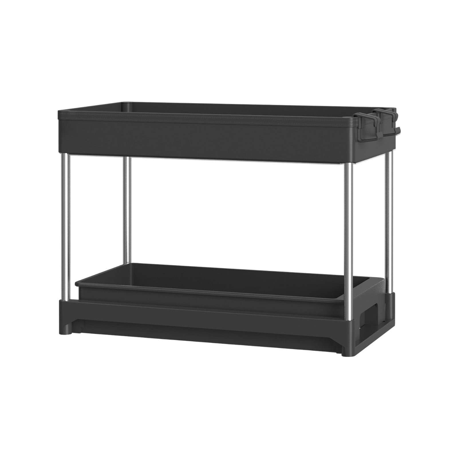 Black Pull Out Shelf Storage Organizer With Double Layer Design Durable ...
