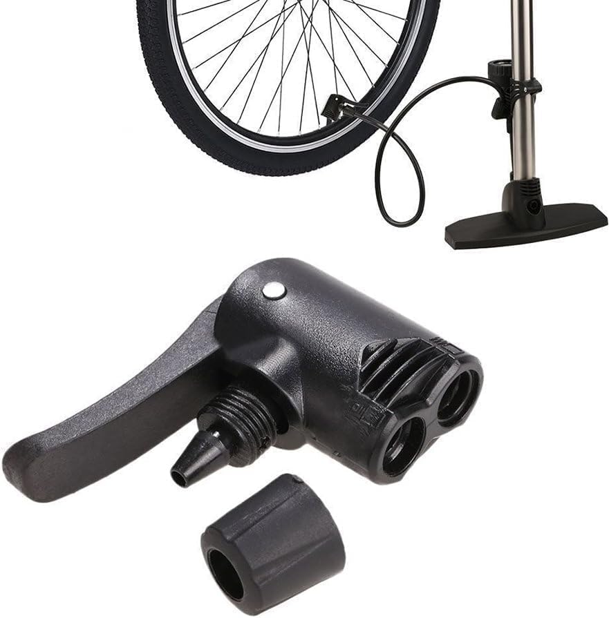 Black Pump Adapter Valve, 3 in 1 Replacement Dual Head Air Pump Adapter Valve Bike Cycle Tyre ...