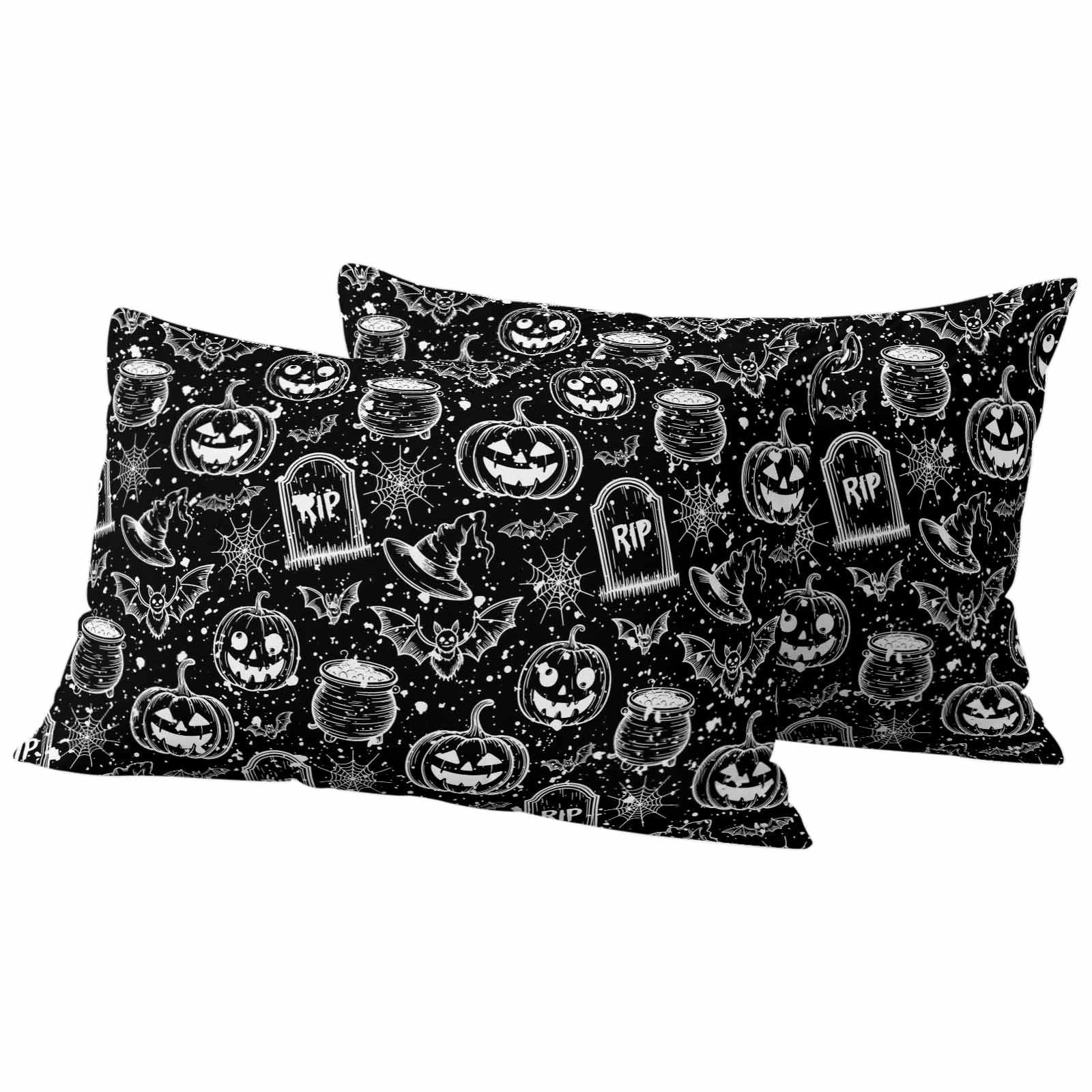 Black Pumpkin Halloween Outdoor Waterproof Pillow Covers, Web Retro ...