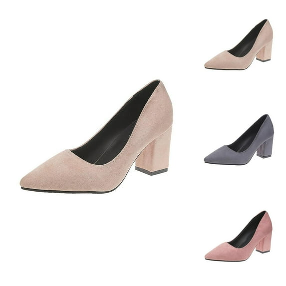 Black Pumps for Women Round Toe Chunky Heel Pumps - Platform Peep Toe ...