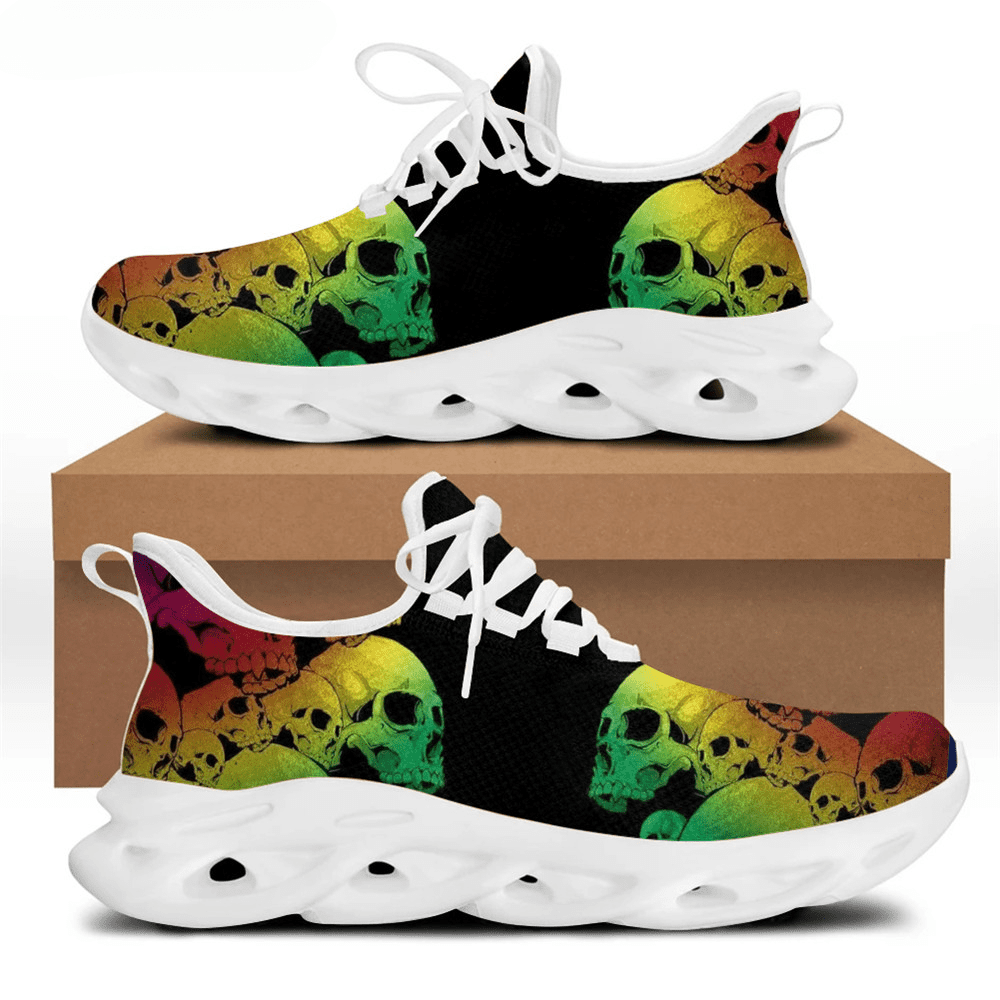 Black Punk Skull Brand Design Men's Shoes Casual Lace Up Comfortable ...