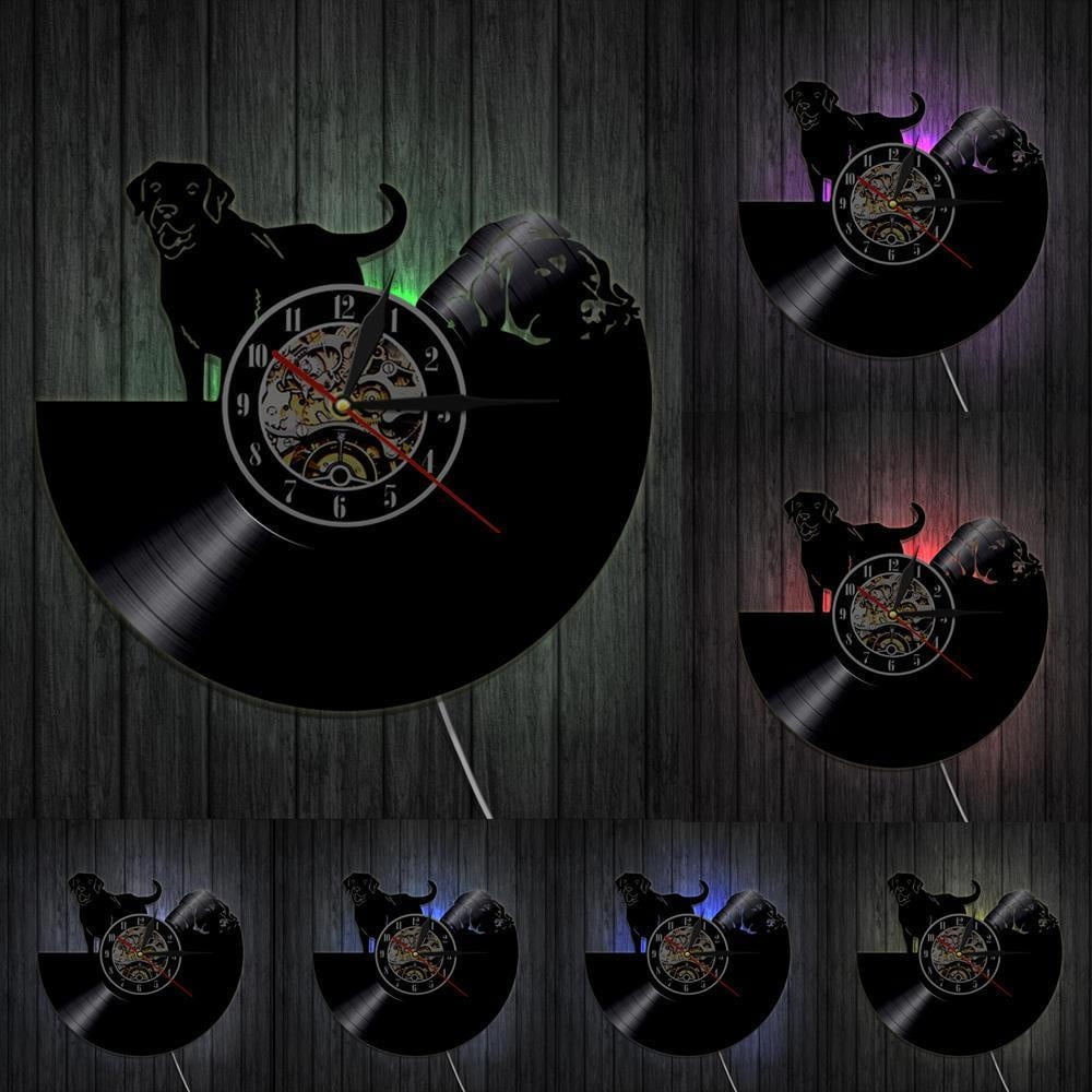 Black Puppy Pets Vinyl CD Disc Wall Art Wall Clock Vintage Vinyl Record ...