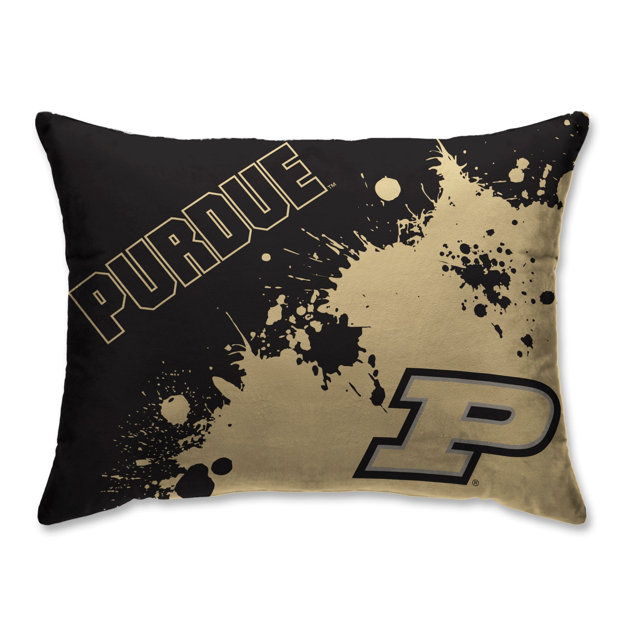 Black Purdue Boilermakers 20'' x 26'' Splatter Print Plush Bed Pillow ...