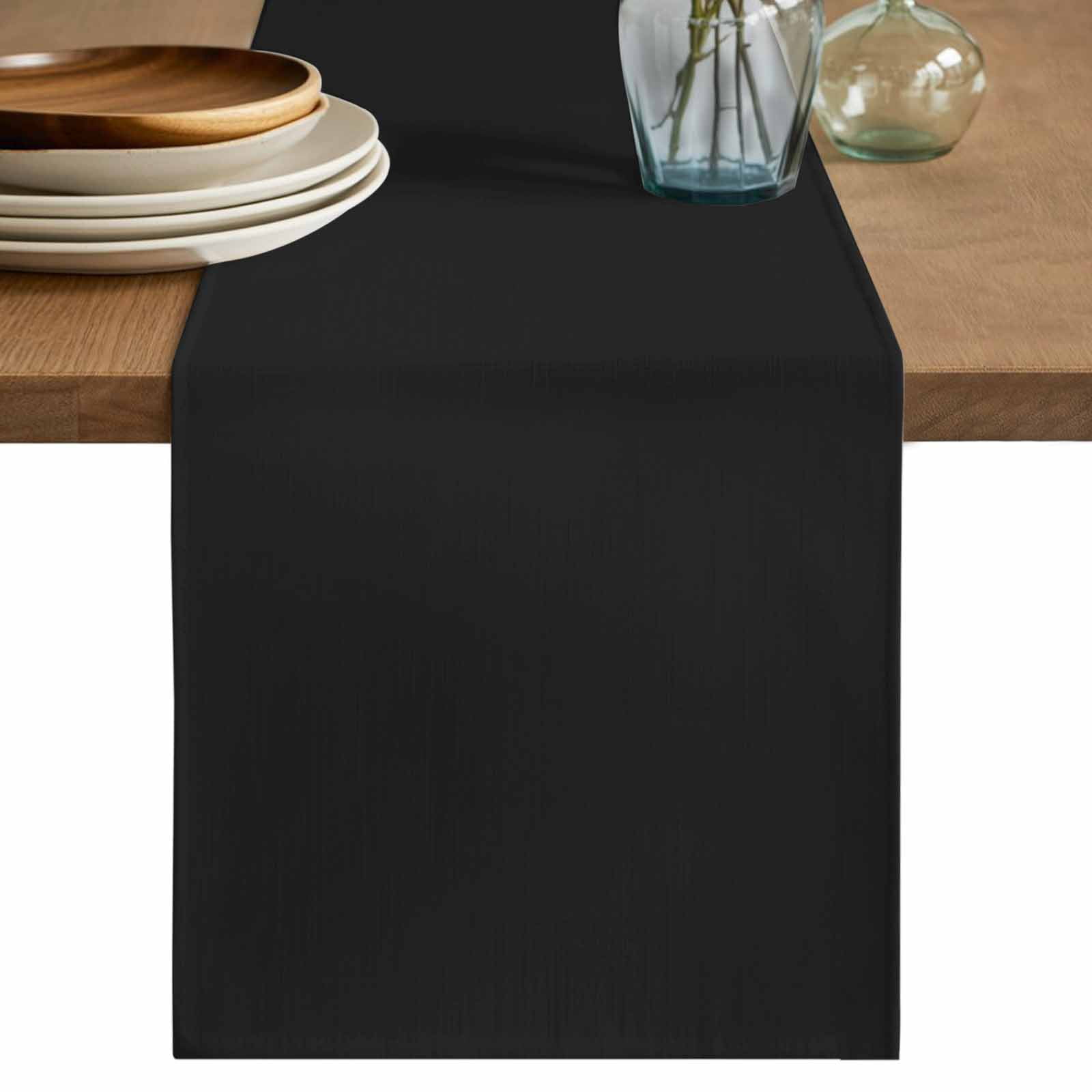 Black Pure Color Cotton Linen Table Runner for Dining Kitchen ...