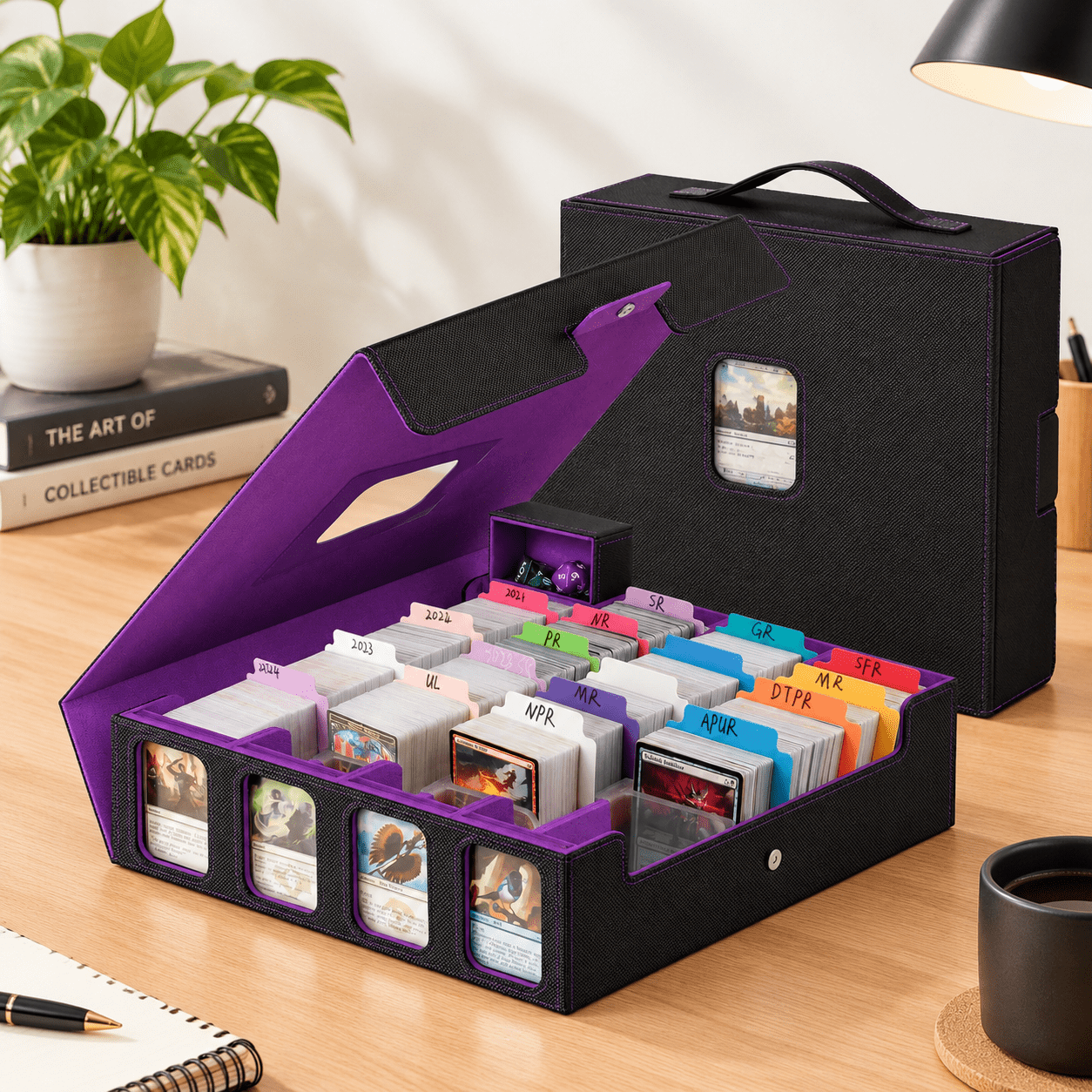 Black/Purple 3200+ Standard 4 Row Trading Card Storage Display Case ...