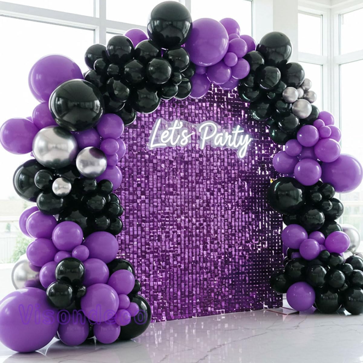 Black and Purple Balloons - 132pcs 18'' 12'' and 5'' Purple Black ...